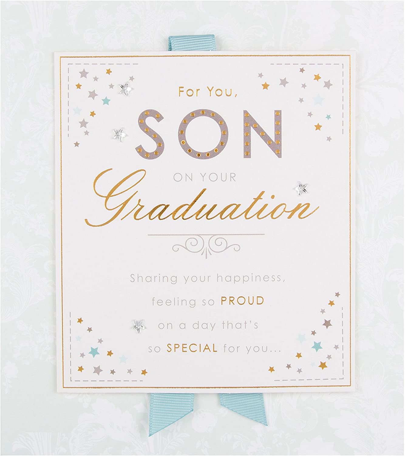 Hand-Finished Son Graduation Card - Elegant Rosette With A Special Mes